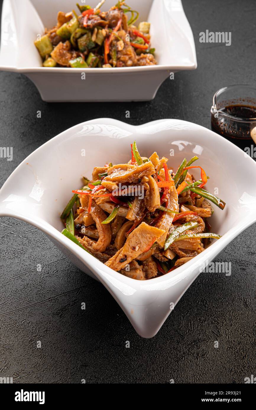 Assorted asian chinese salad portions Stock Photo - Alamy