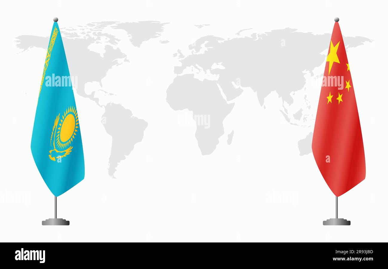 Kazakhstan and China flags for official meeting against background of ...