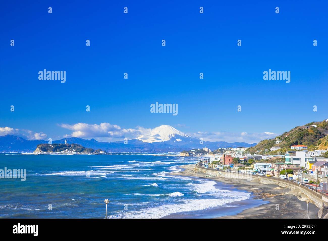 Enoshima Island and Mt Stock Photo - Alamy