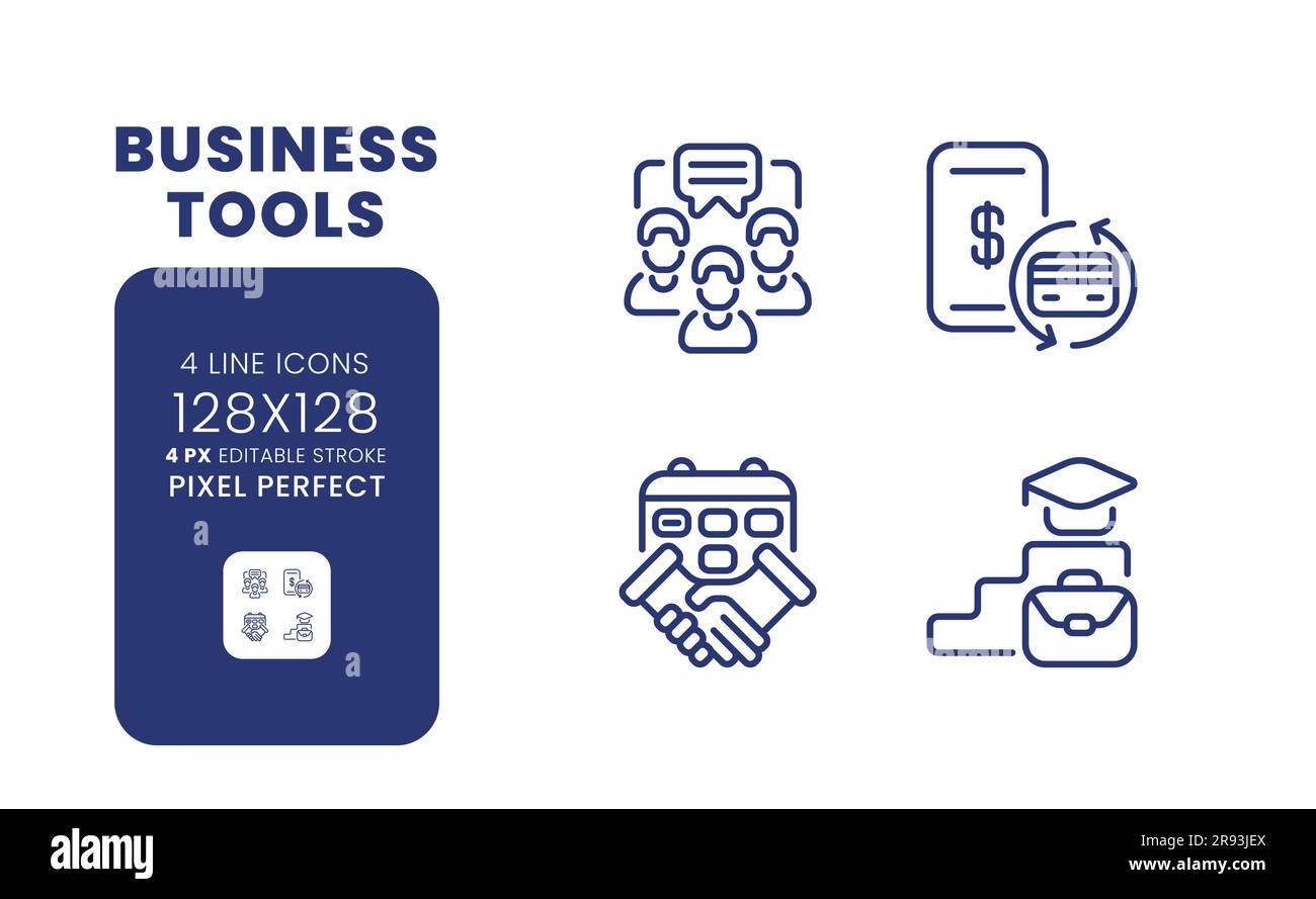 Business tools linear desktop icons set Stock Vector Image & Art - Alamy