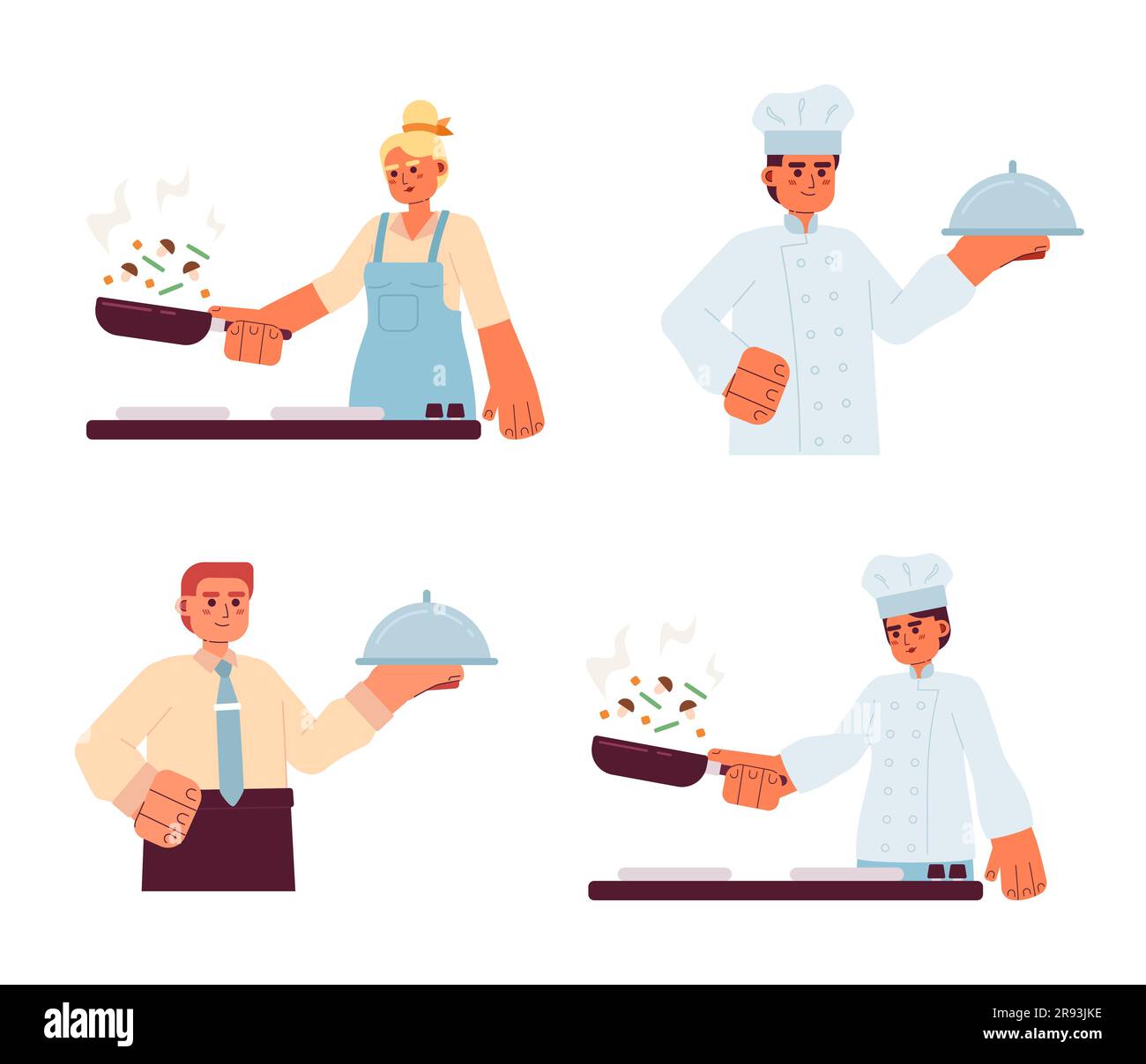 People cooking semi flat colorful vector characters Stock Vector Image ...
