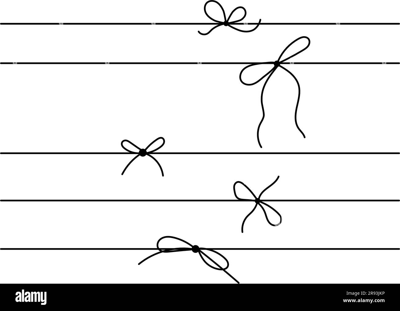 Bow on gift ribbon string vector silhouette icon set Stock Vector Image ...