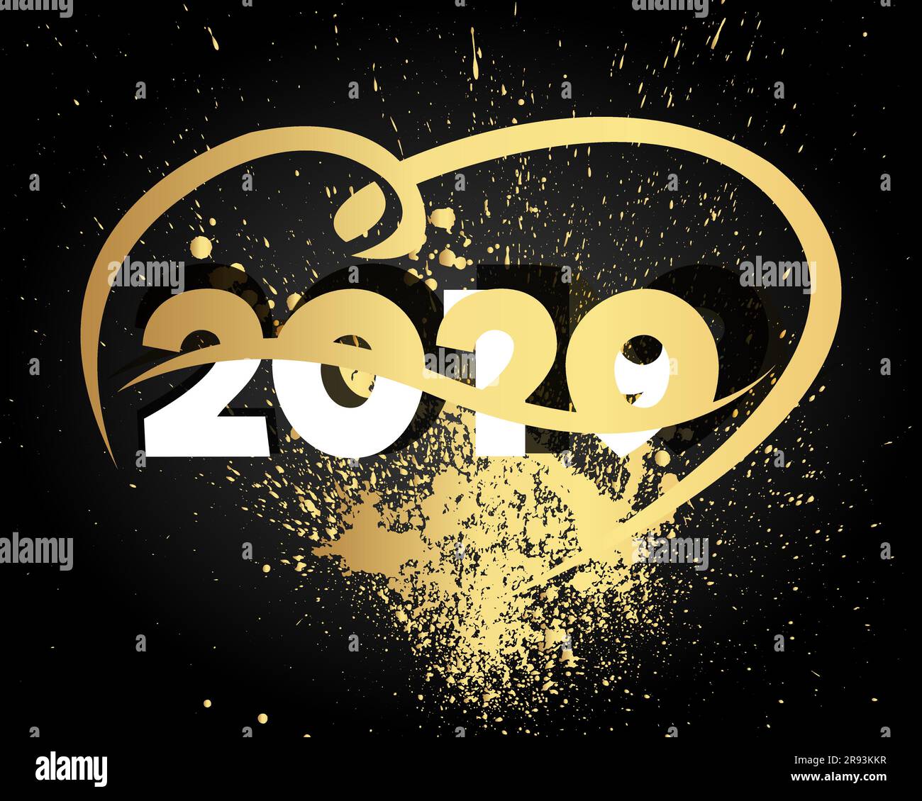 Happy New Year 2020 with Heart. Vector New Year illustration. Brochure ...