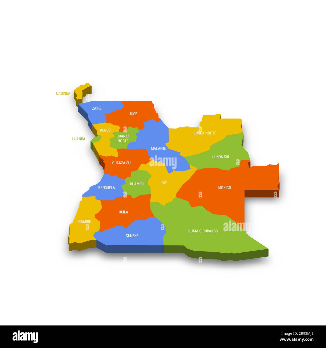Angola political map of administrative divisions - provinces. Colorful ...