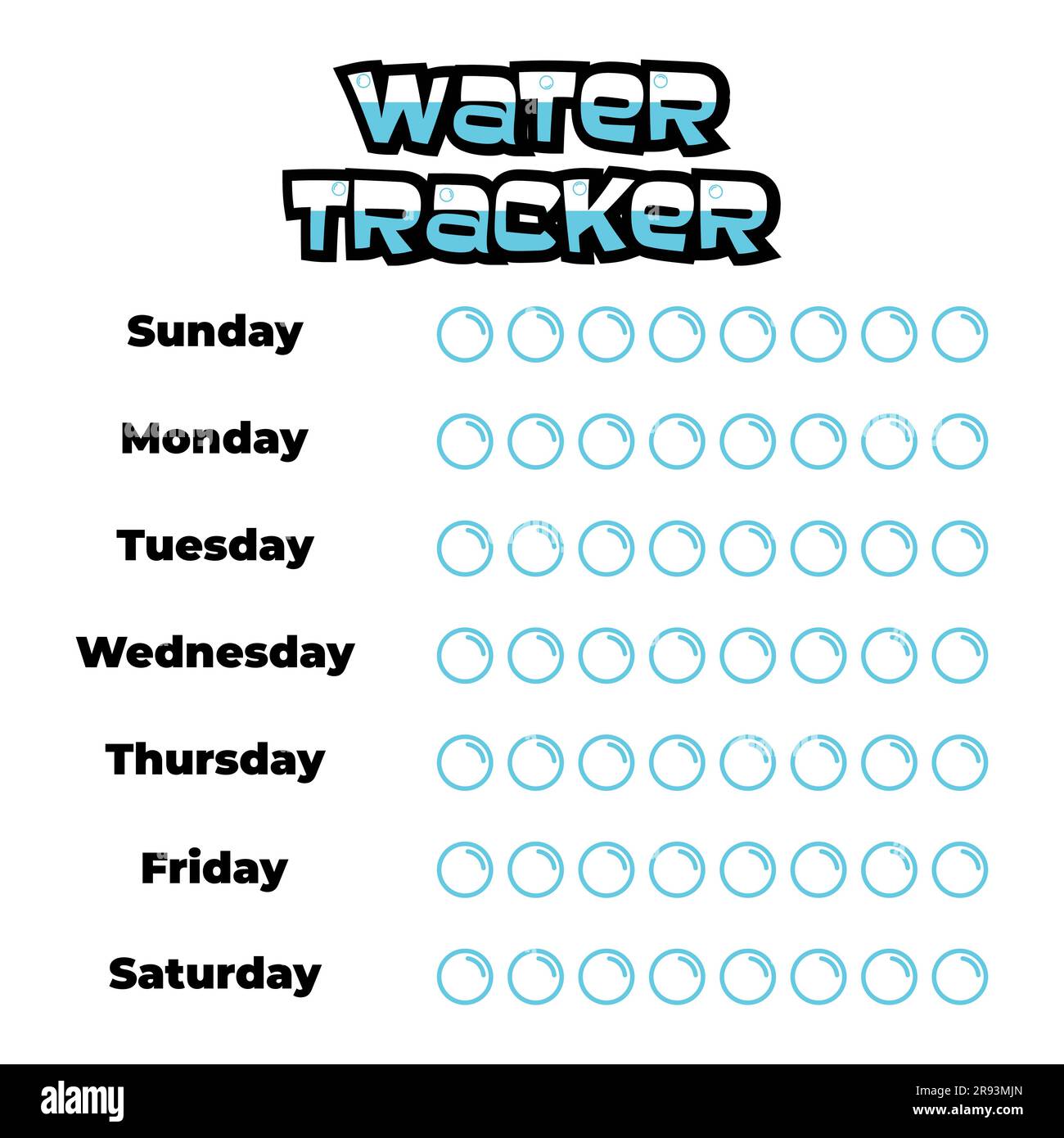 Daily water tracker balance calendar. Habit tracker concept and for ...