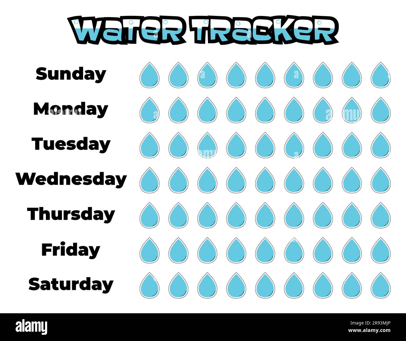 Daily water tracker balance calendar. Habit tracker concept and for ...