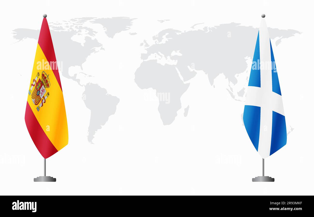 Spain and Scotland flags for official meeting against background of ...