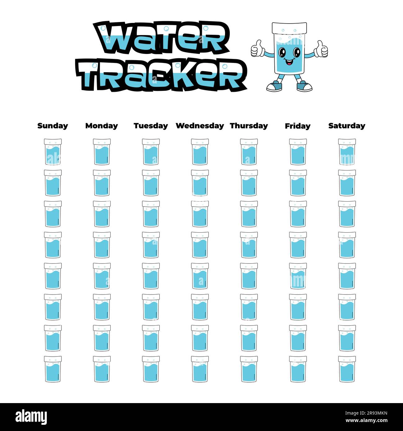 Daily water tracker balance calendar. Habit tracker concept and for ...