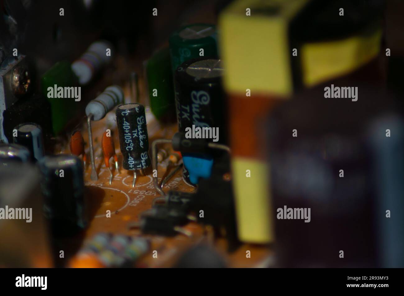 Old Macro-photo of carbon resistors on old circuit board / PCB Stock ...