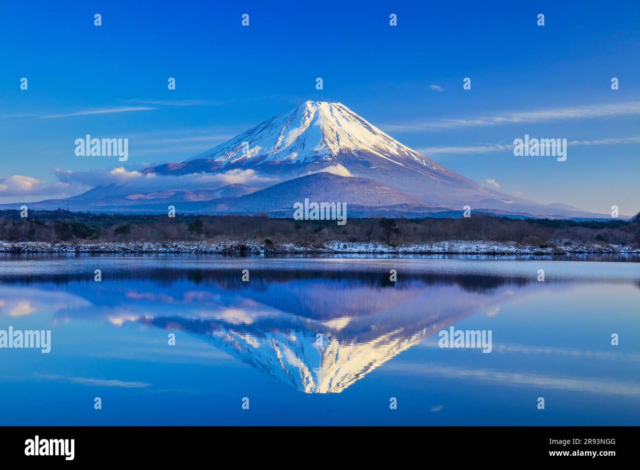 Evening view of Mt. Fuji and Lake Shojin Stock Photo - Alamy