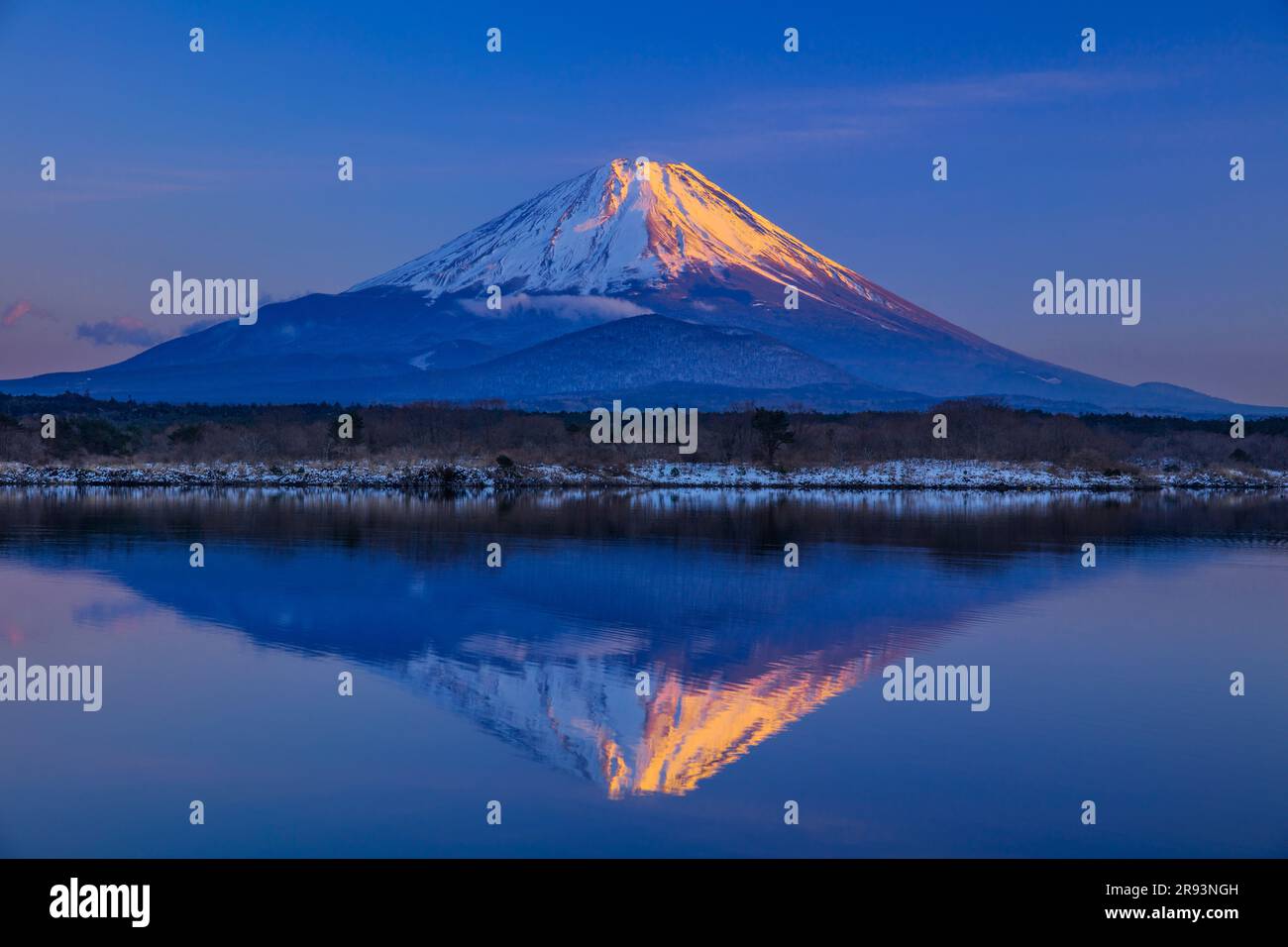 Evening view of Mt. Fuji and Lake Shojin Stock Photo - Alamy