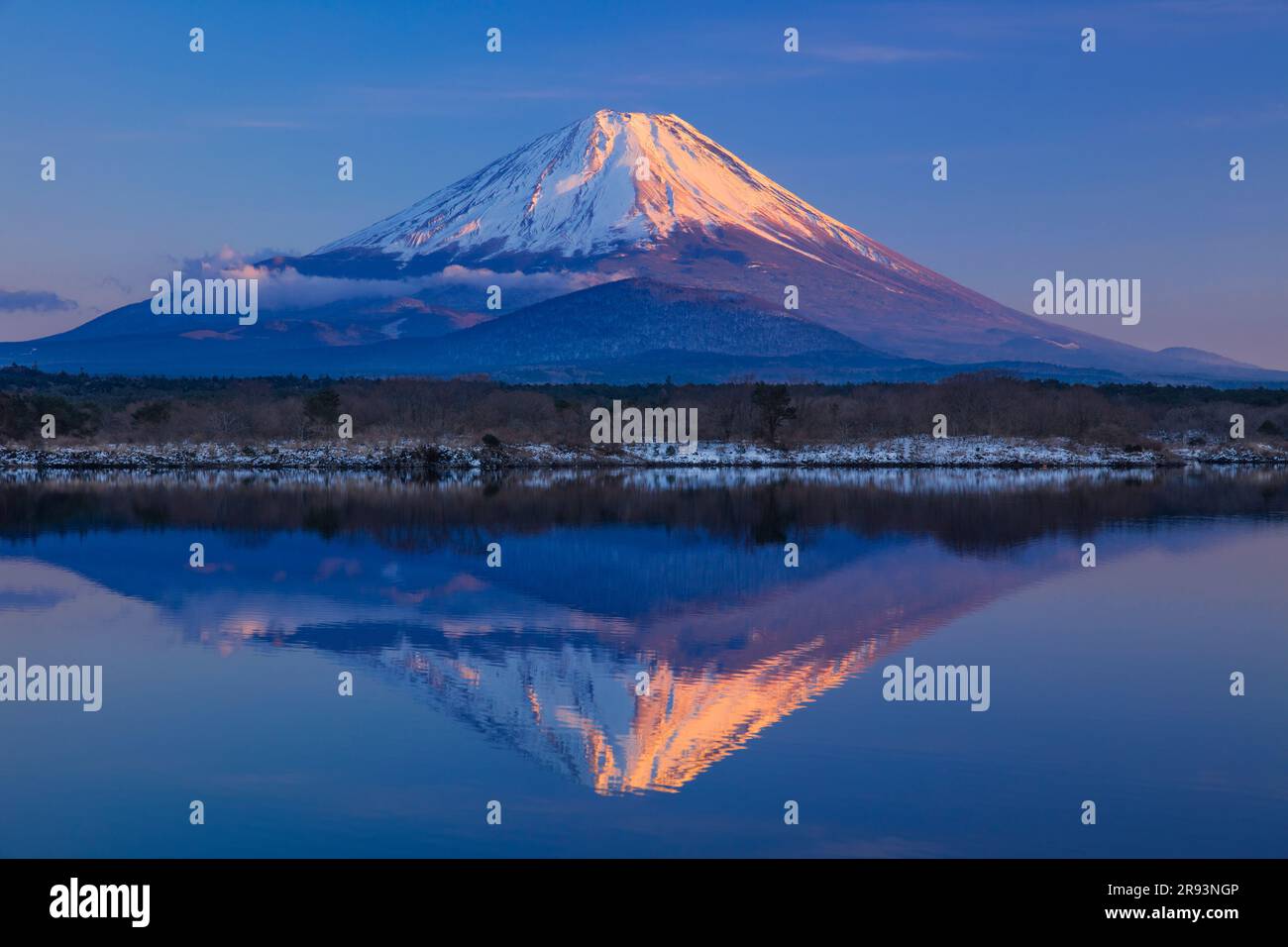 Evening view of Mt. Fuji and Lake Shojin Stock Photo - Alamy
