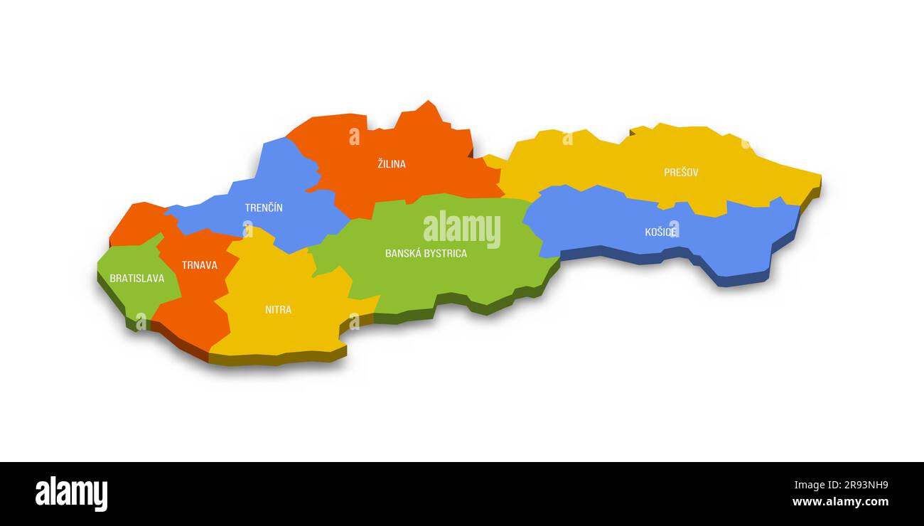 Slovakia political map of administrative divisions - regions. Colorful ...