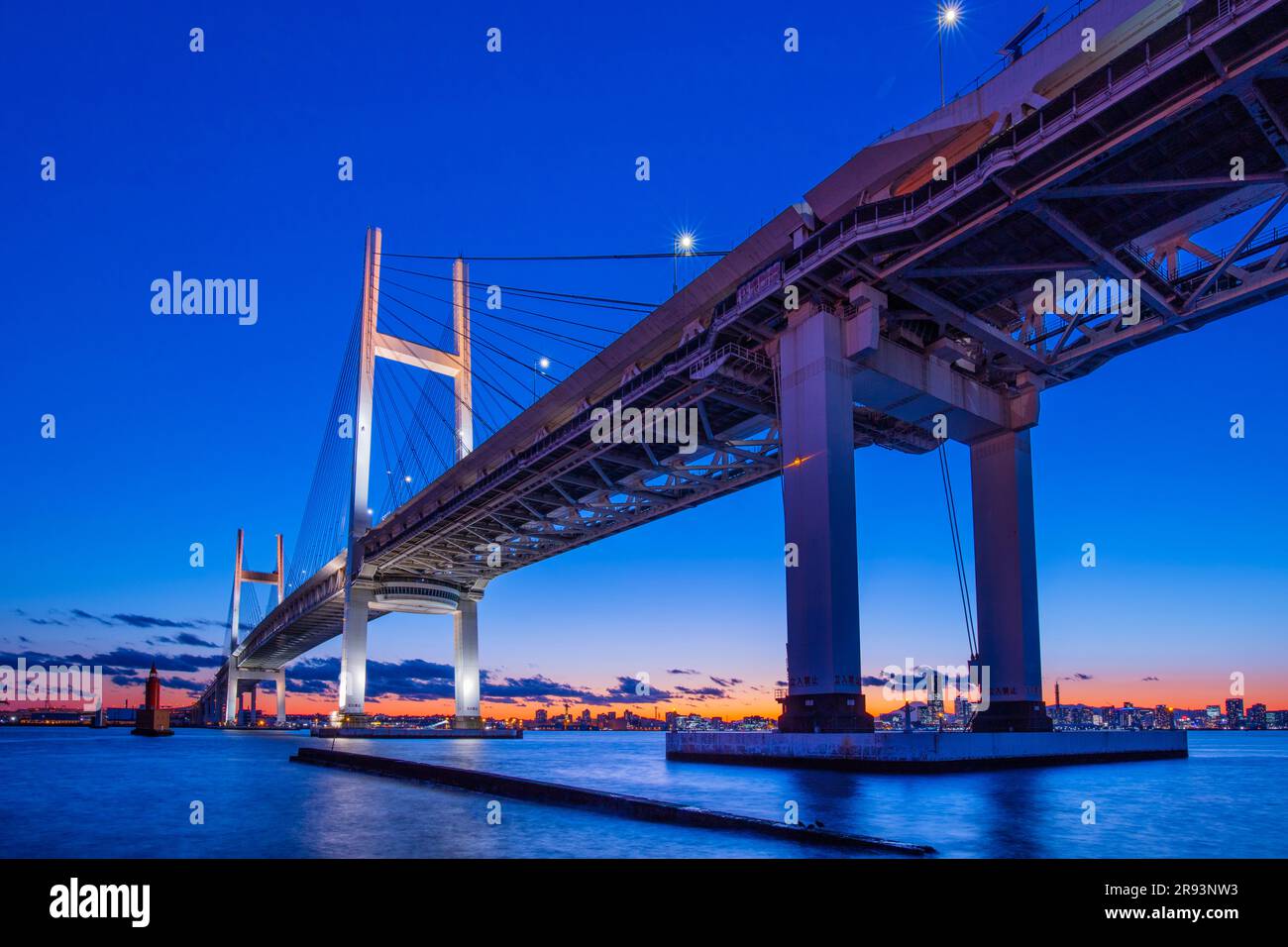 Sunset View of Yokohama Bay Bridge Stock Photo - Alamy