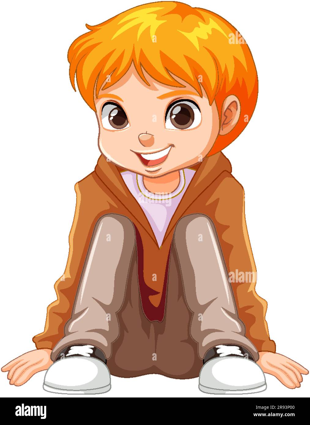 Cute boy cartoon sitting on the ground floor illustration Stock Vector ...