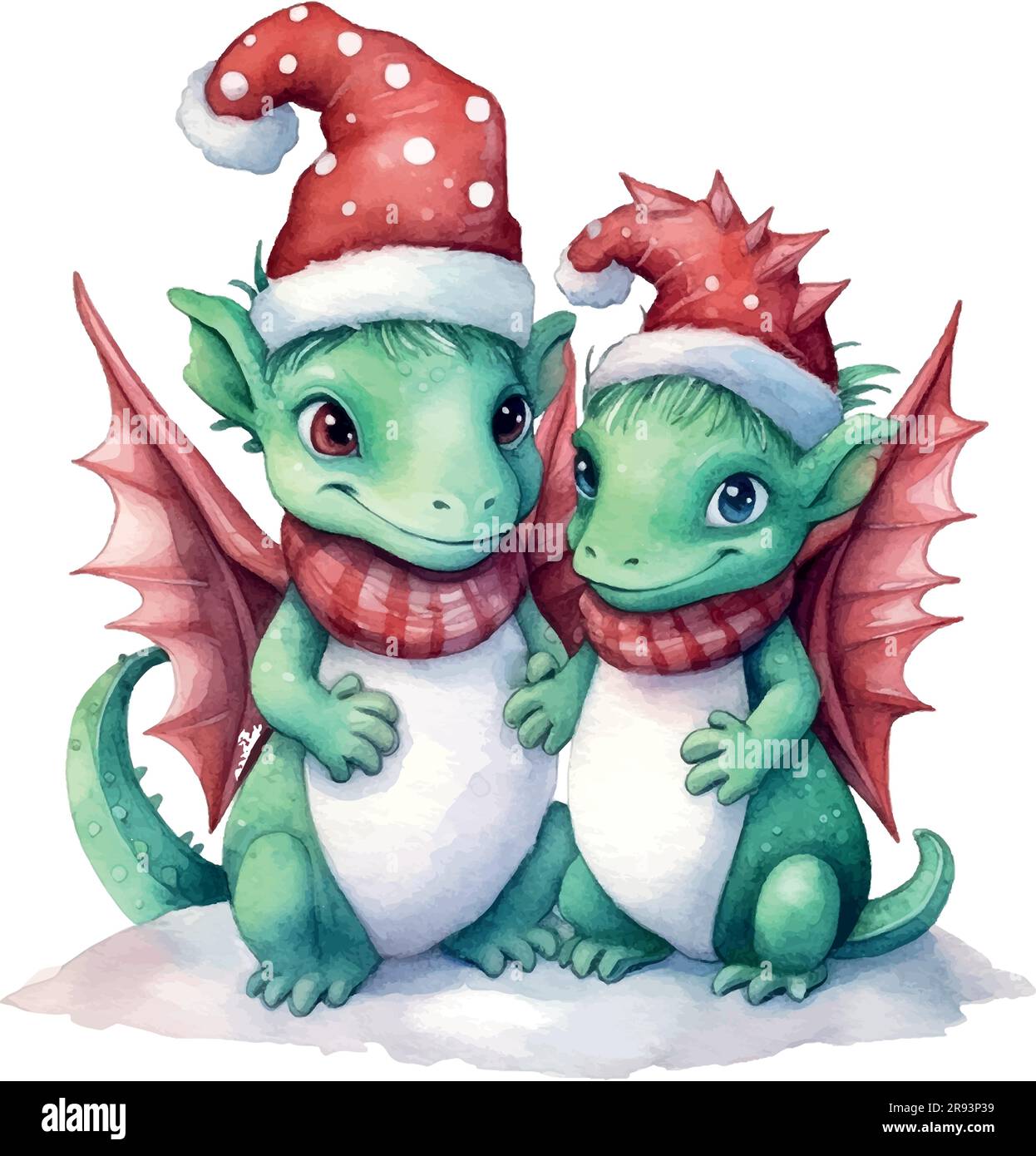 Cartoon pair dragons love watercolor for decoration design. Funny vector illustration. Cartoon ...