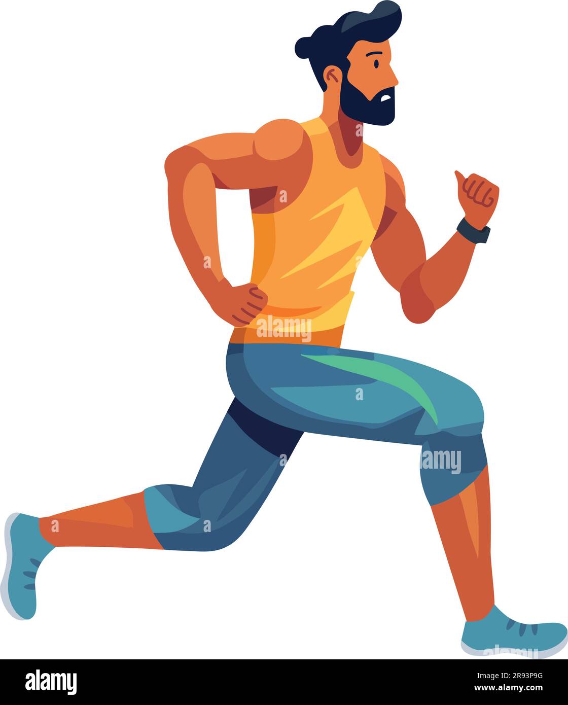Muscular athlete running with speed over white Stock Vector Image & Art ...