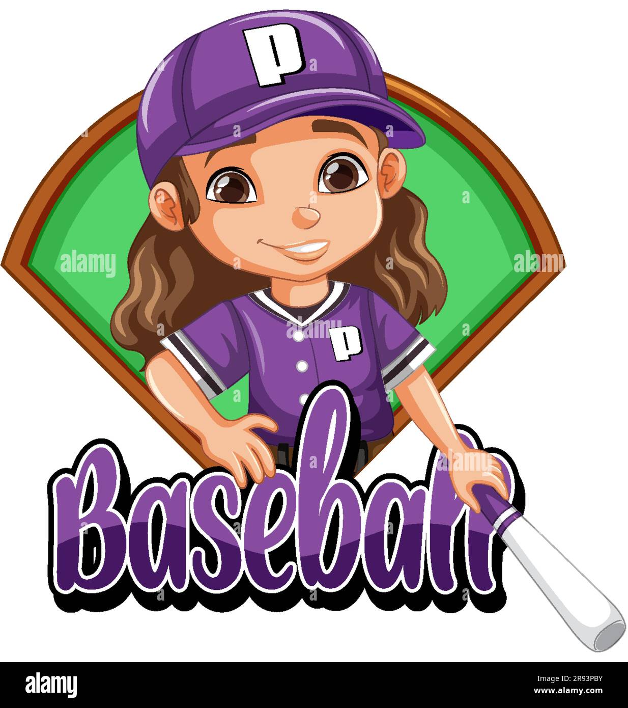 Cute Girl with Baseball Text illustration Stock Vector Image & Art - Alamy