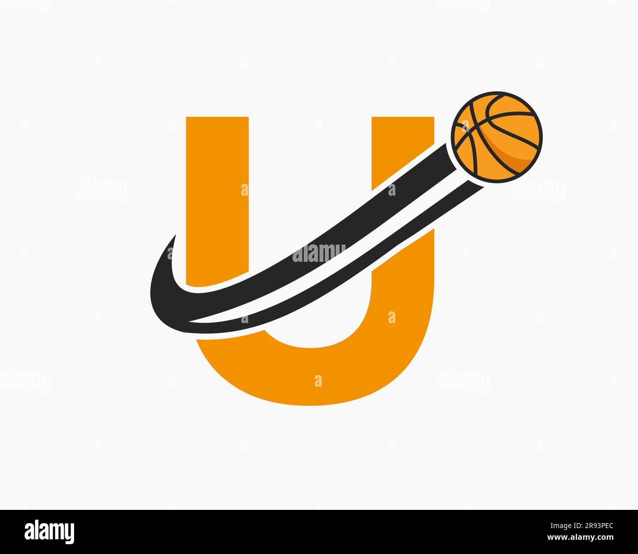 Initial Letter U Basketball Logo Concept With Moving Basketball Icon ...