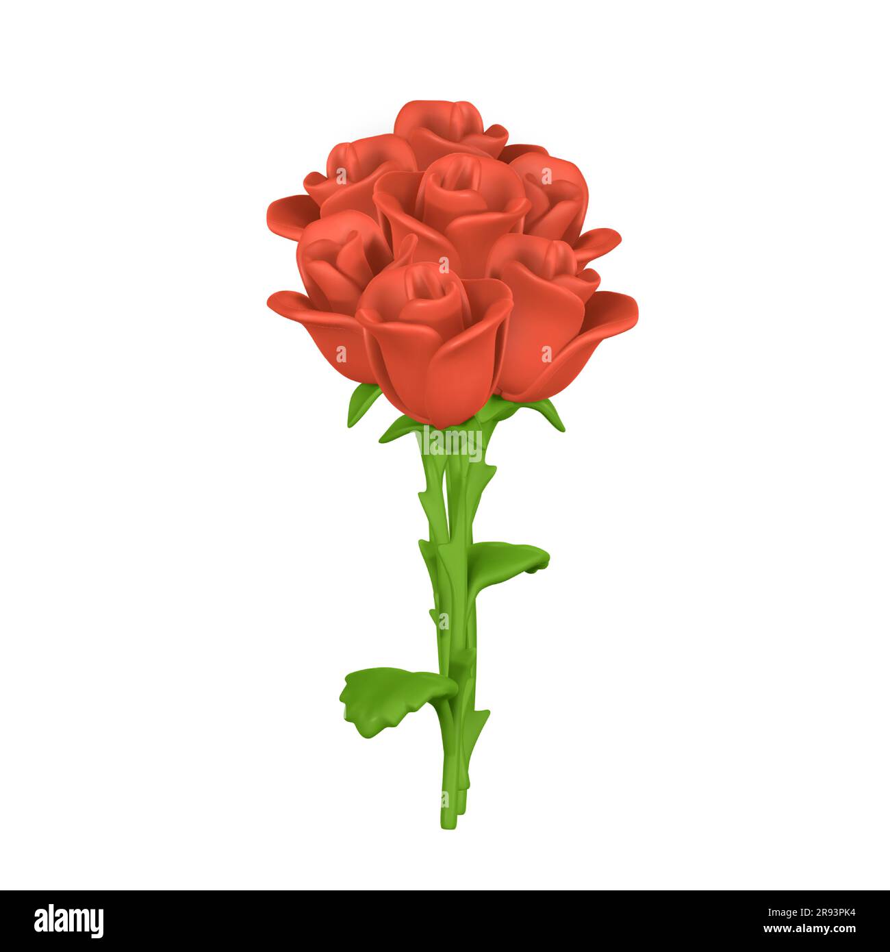 3D flower. Cute bouquet of roses in cartoon style. Vector illustration ...
