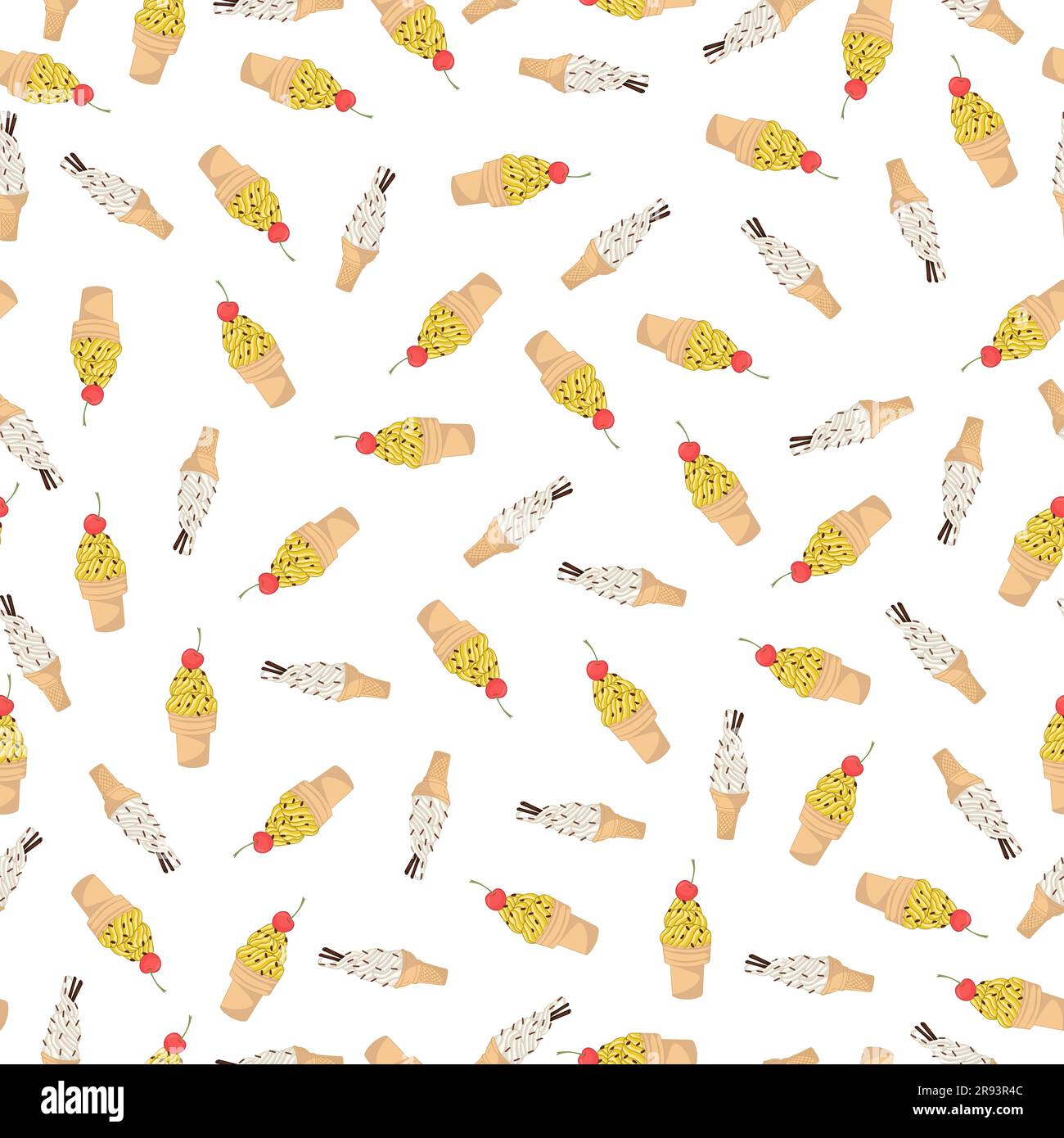 Hand-drawn Cute seamless pattern with ice cream. Can be used for ...