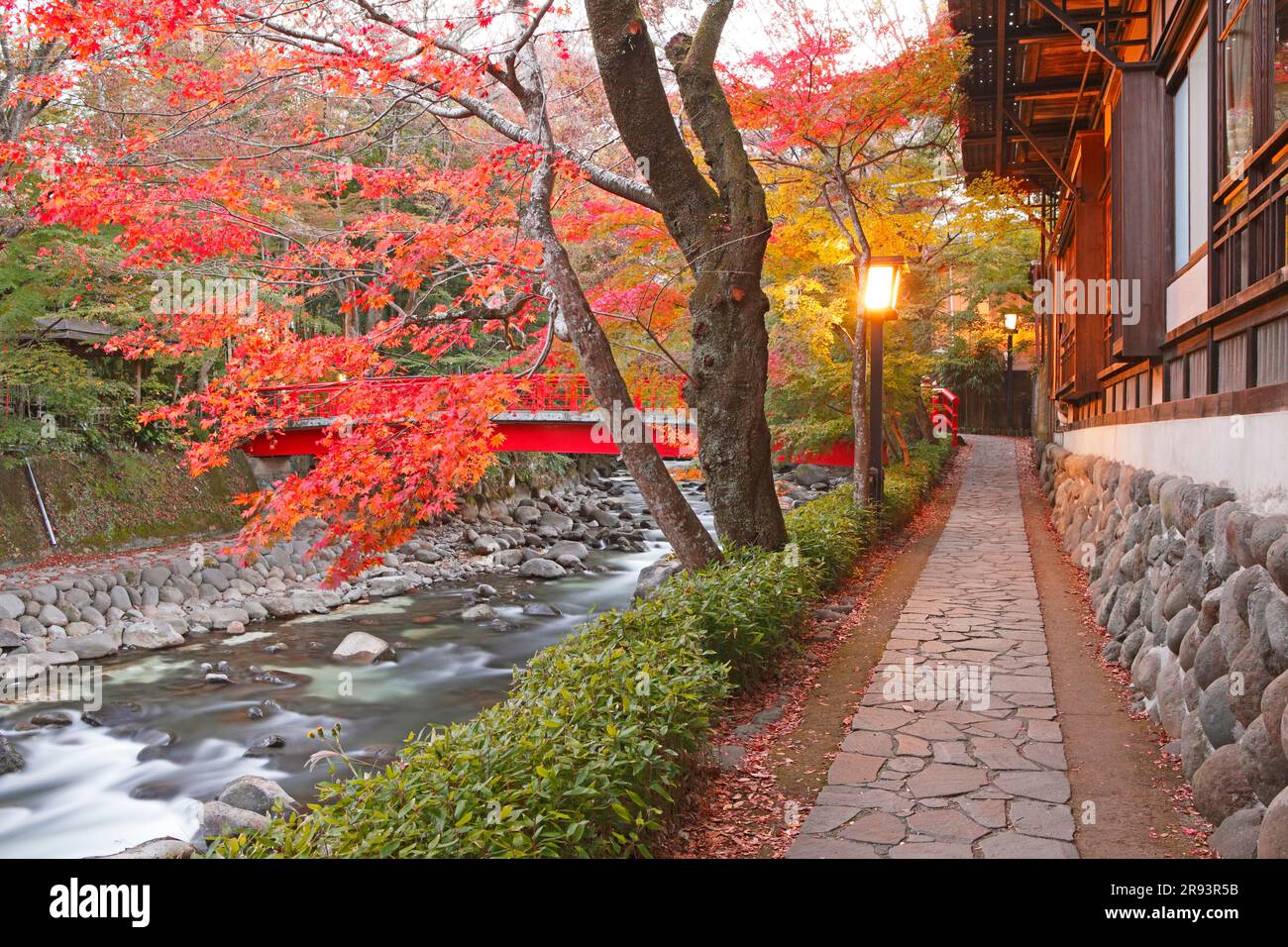 Evening view of Shuzenji Onsen in autumn leaves Stock Photo - Alamy