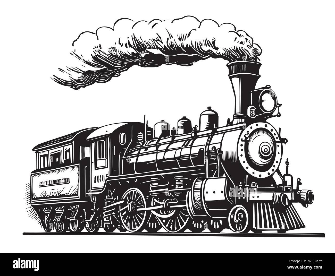 Old Steam locomotive vintage ,hand drawn sketch in doodle style illustration Stock Vector Image ...