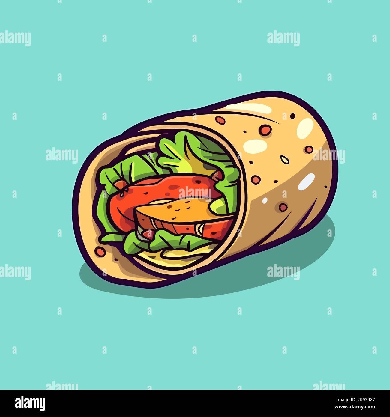 Chicken wrap. Chicken tortilla wrap hand-drawn illustration. Vector ...