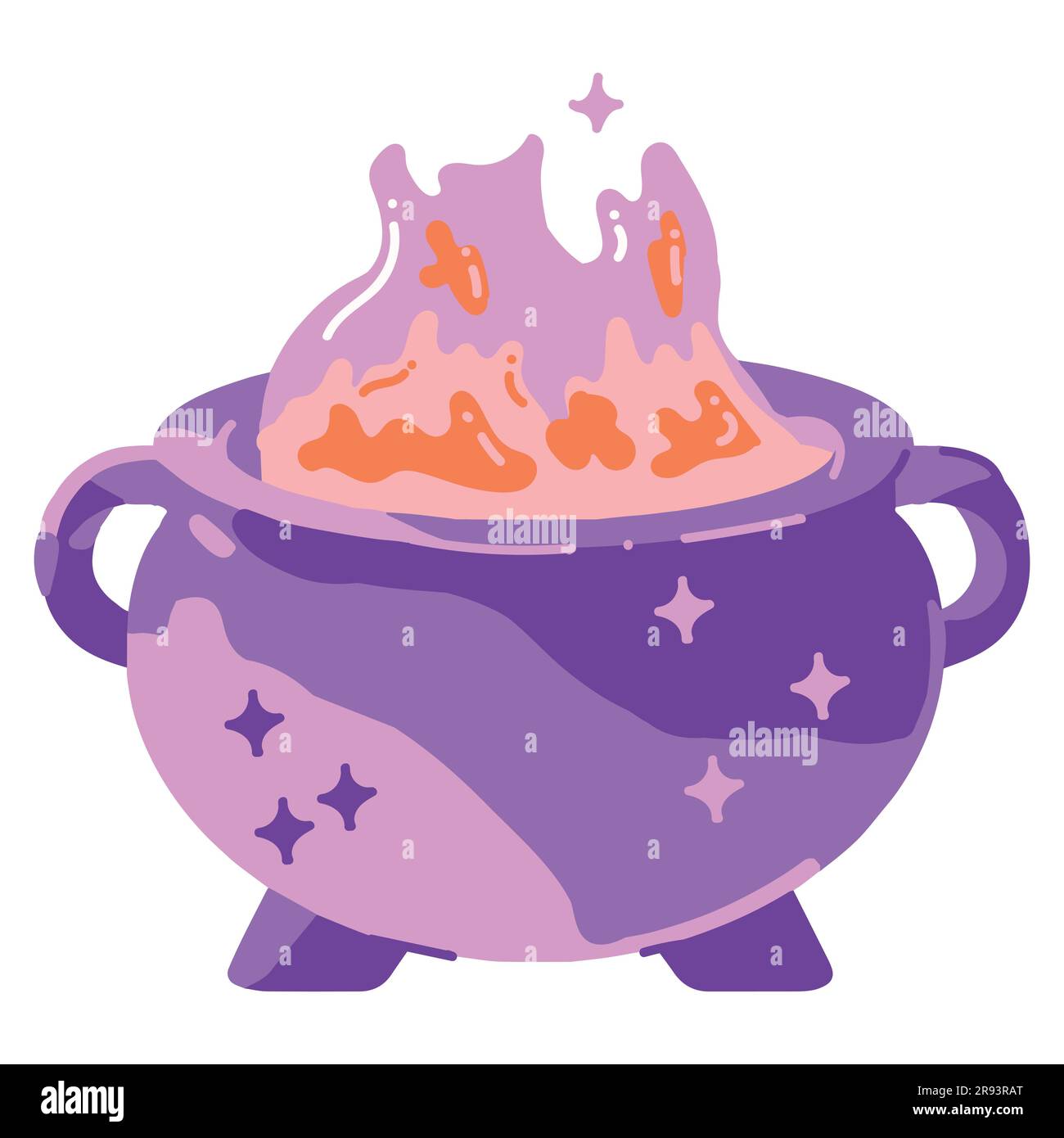 Hand Drawn cute Witch Cauldron in flat style isolated on background ...