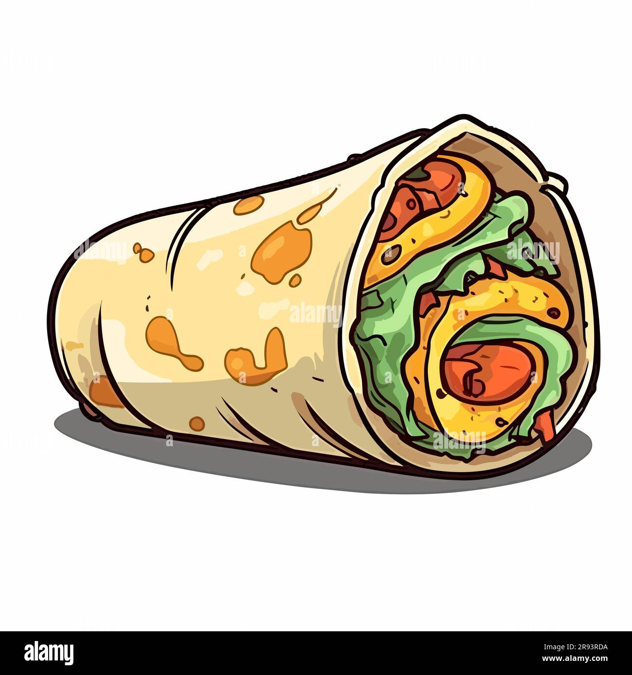 Mexican burrito wrap. Burritos hand-drawn illustration. Vector doodle style cartoon illustration ...