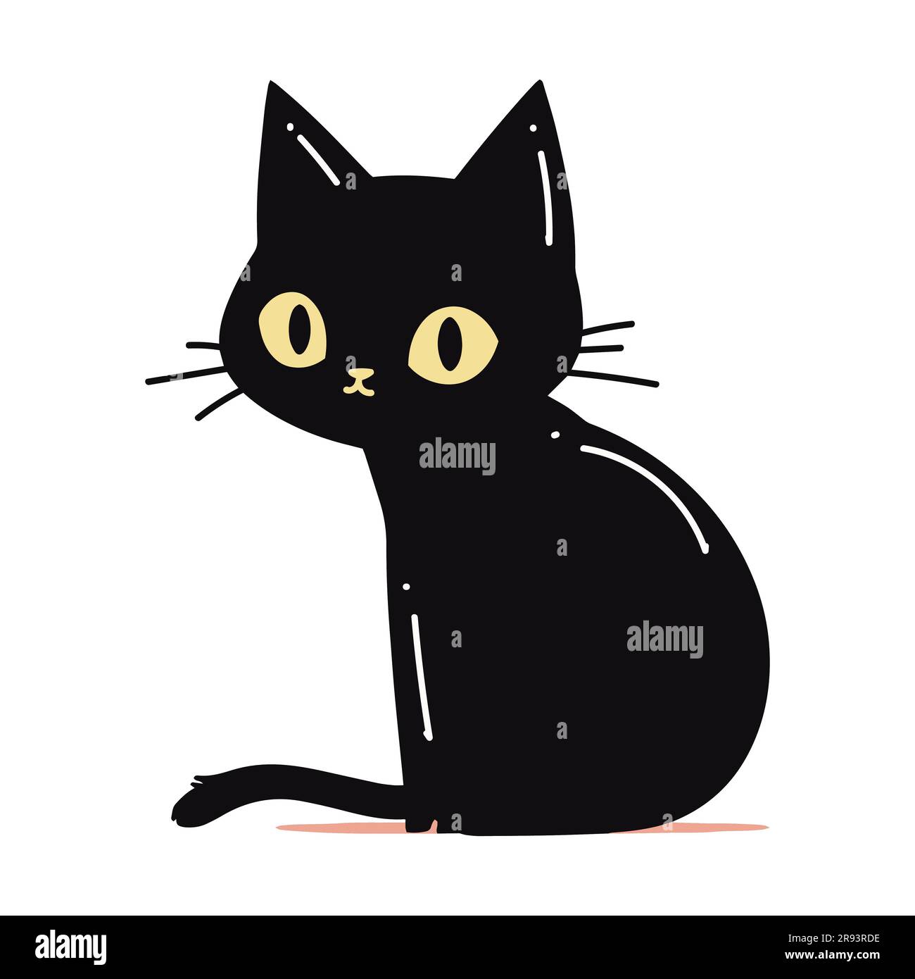 Hand Drawn Cute Black Cat In Flat Style Isolated On Background Stock Vector Image And Art Alamy
