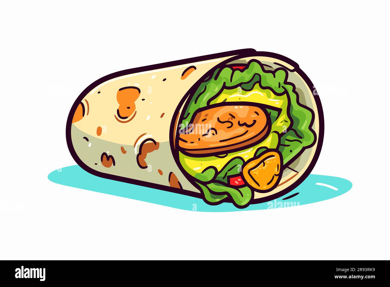 Chicken wrap. Chicken tortilla wrap hand-drawn illustration. Vector ...
