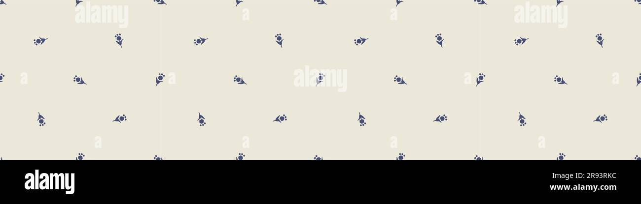 Quirky floral lino cut motif vector border. Seamless decoration of ...
