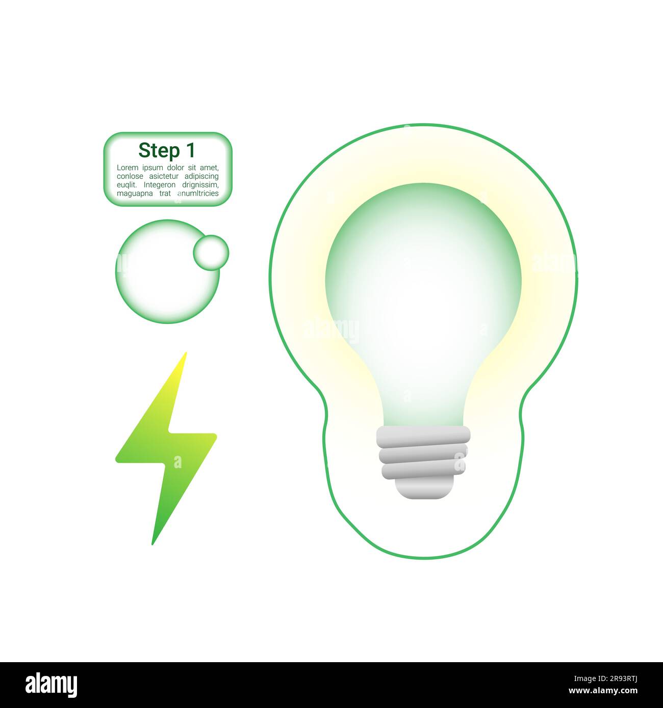 Green lightbulb with lightning infographic chart design element set ...