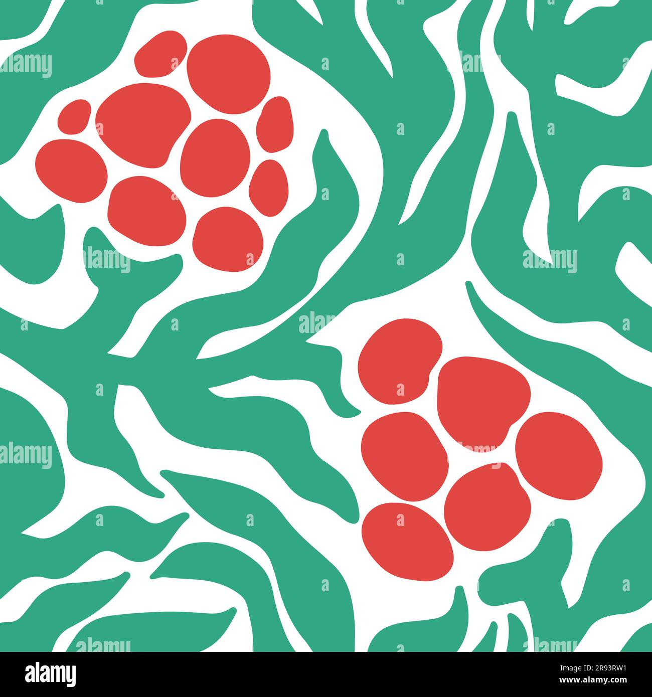 Matisse Aesthetic Berry Seamless Pattern. Abstract Doodle Curves Leaves ...