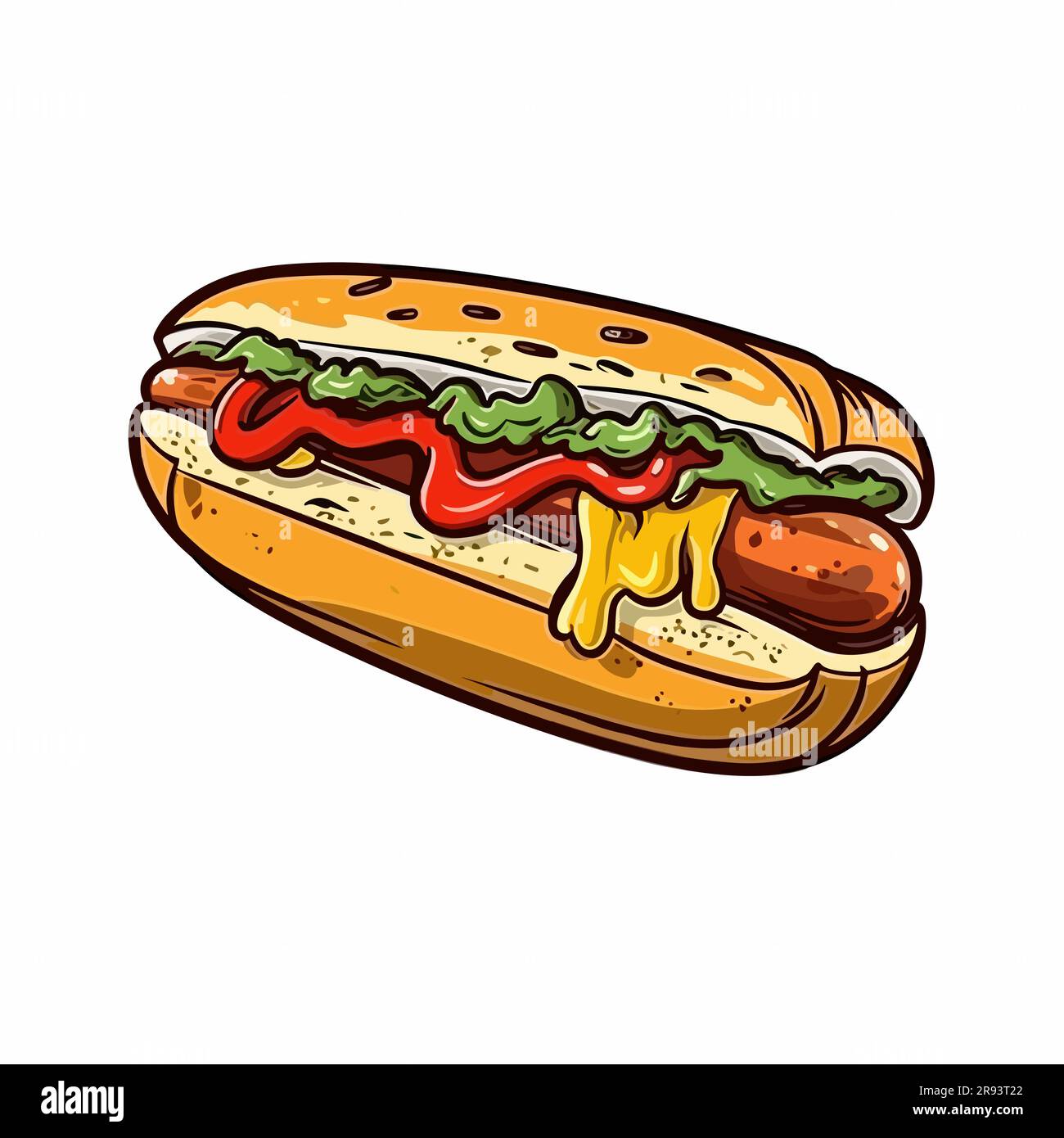 Hot dog. Hotdog hand-drawn illustration. Vector doodle style cartoon ...