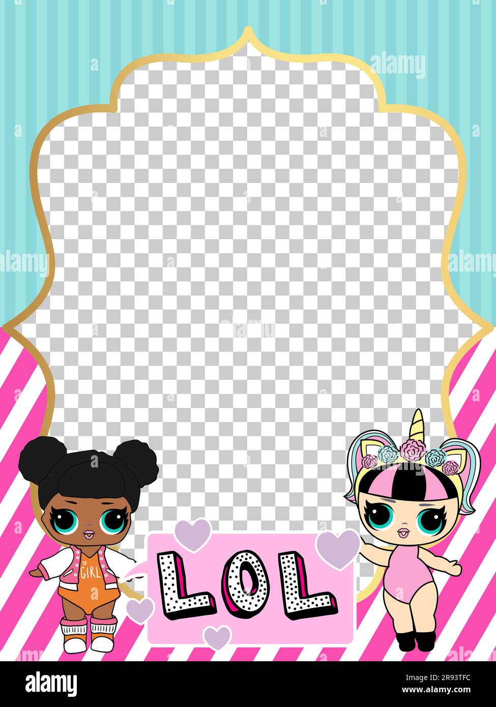 Pink vector template of invitation card for little girl. Printable ...