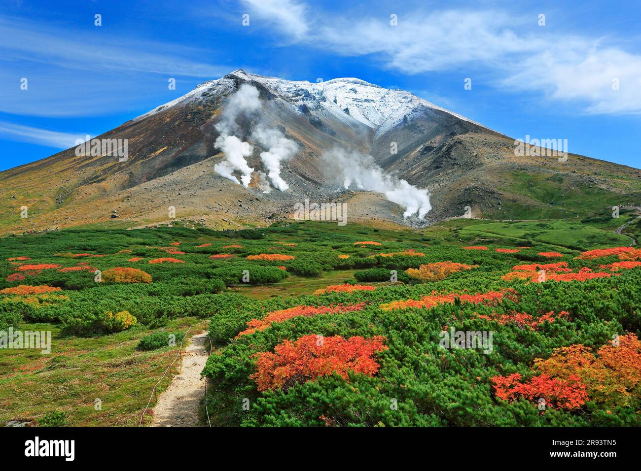Mount Asahidake seen from the first observatory of Sugatamidaira in ...