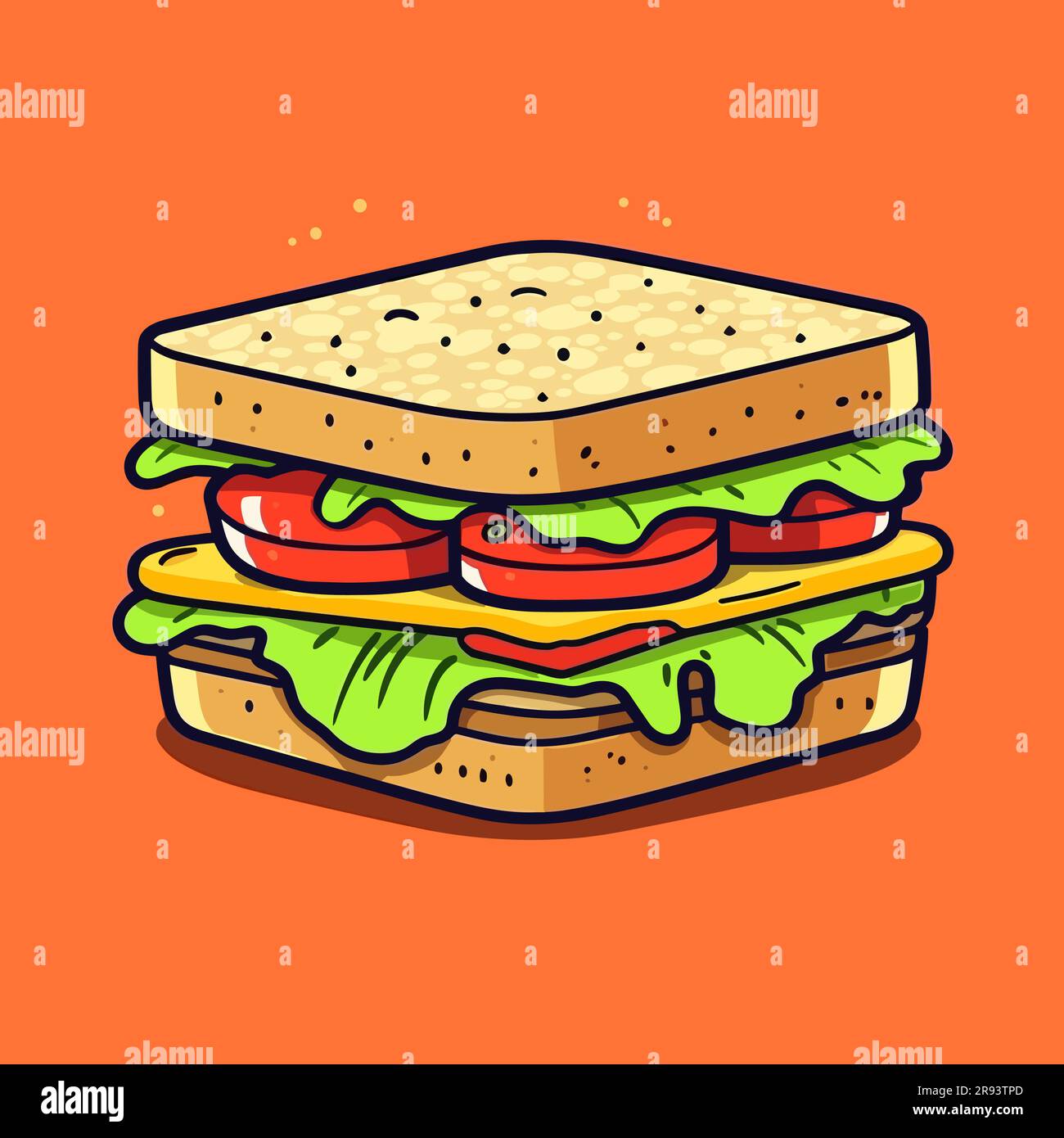 Club sandwich. Sandwich hand-drawn illustration. Vector doodle style ...