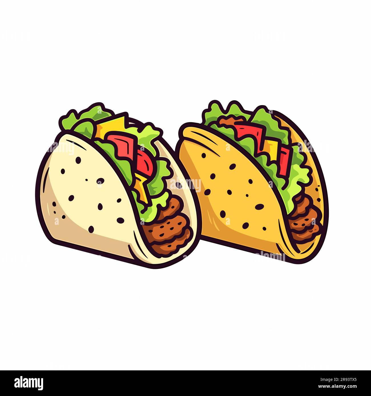 Mexican taco. Tacos hand-drawn illustration. Vector doodle style ...