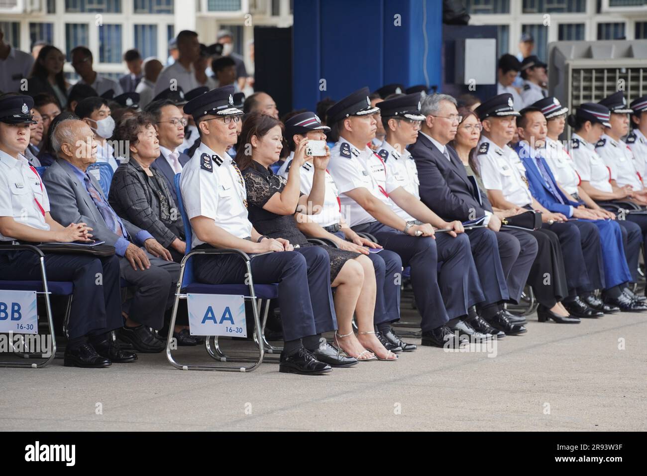 The head of Hong Kong Police Force watch the parade. A police passing ...