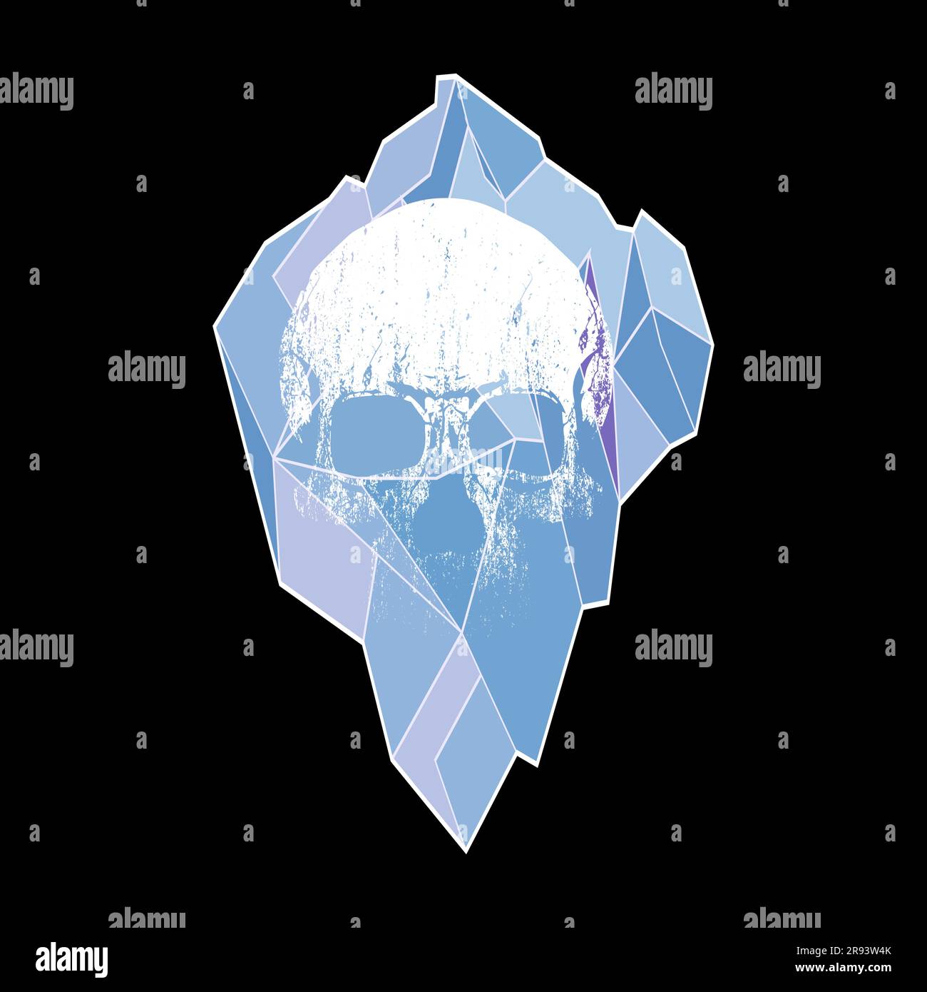 frozen skull t-shirt design isolated on black. vector illustration for ...
