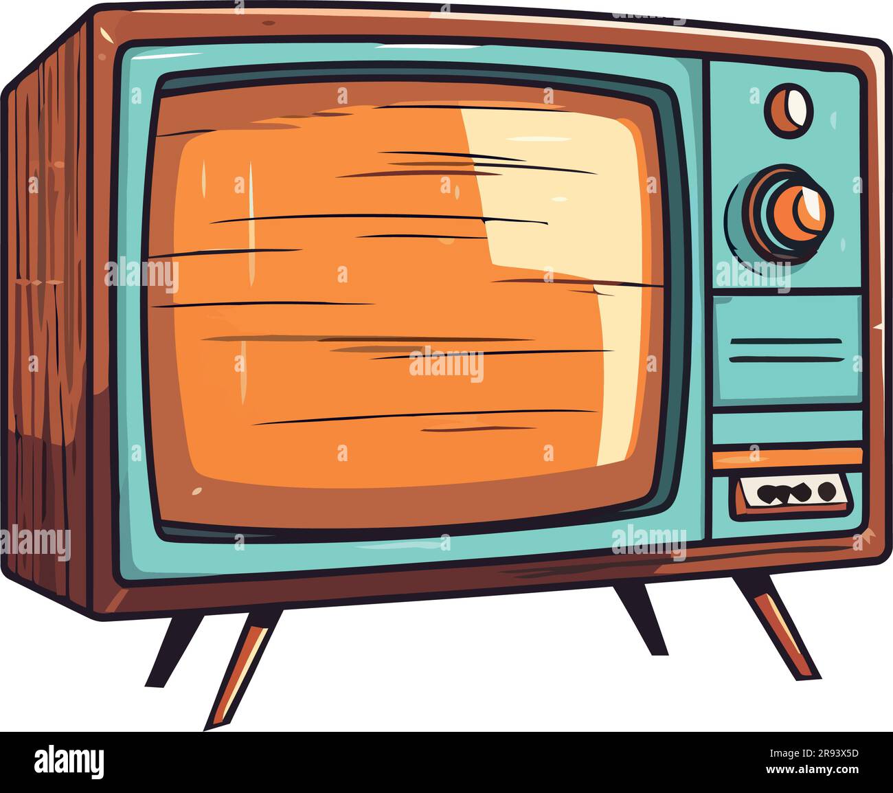 retro tv illustration over white Stock Vector Image & Art - Alamy