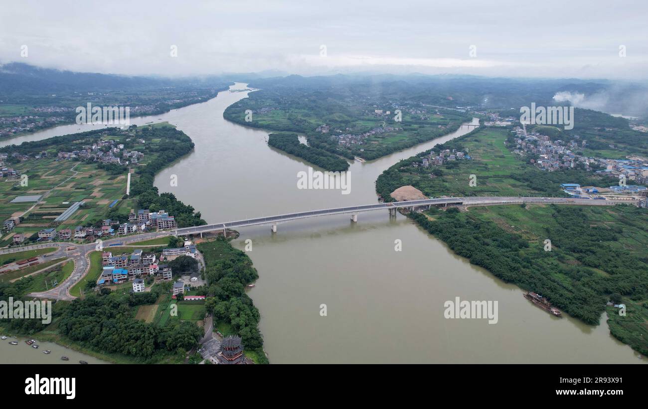 LIUZHOU, CHINA - JUNE 24, 2023 - The rising water level of the Pearl ...