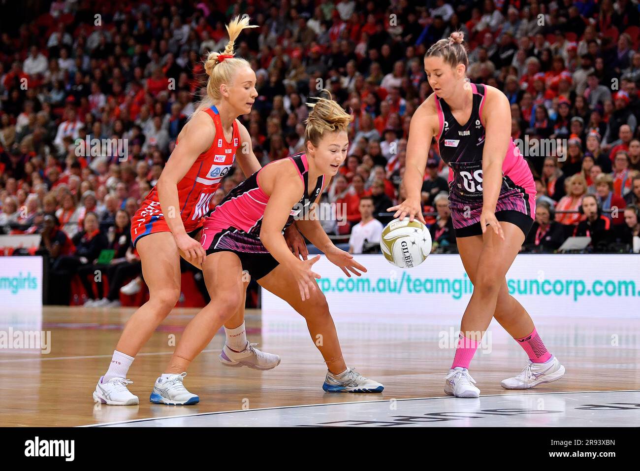 Sydney, Australia. 24th June, 2023. (L-R) Tayla Fraser of the Swifts ...