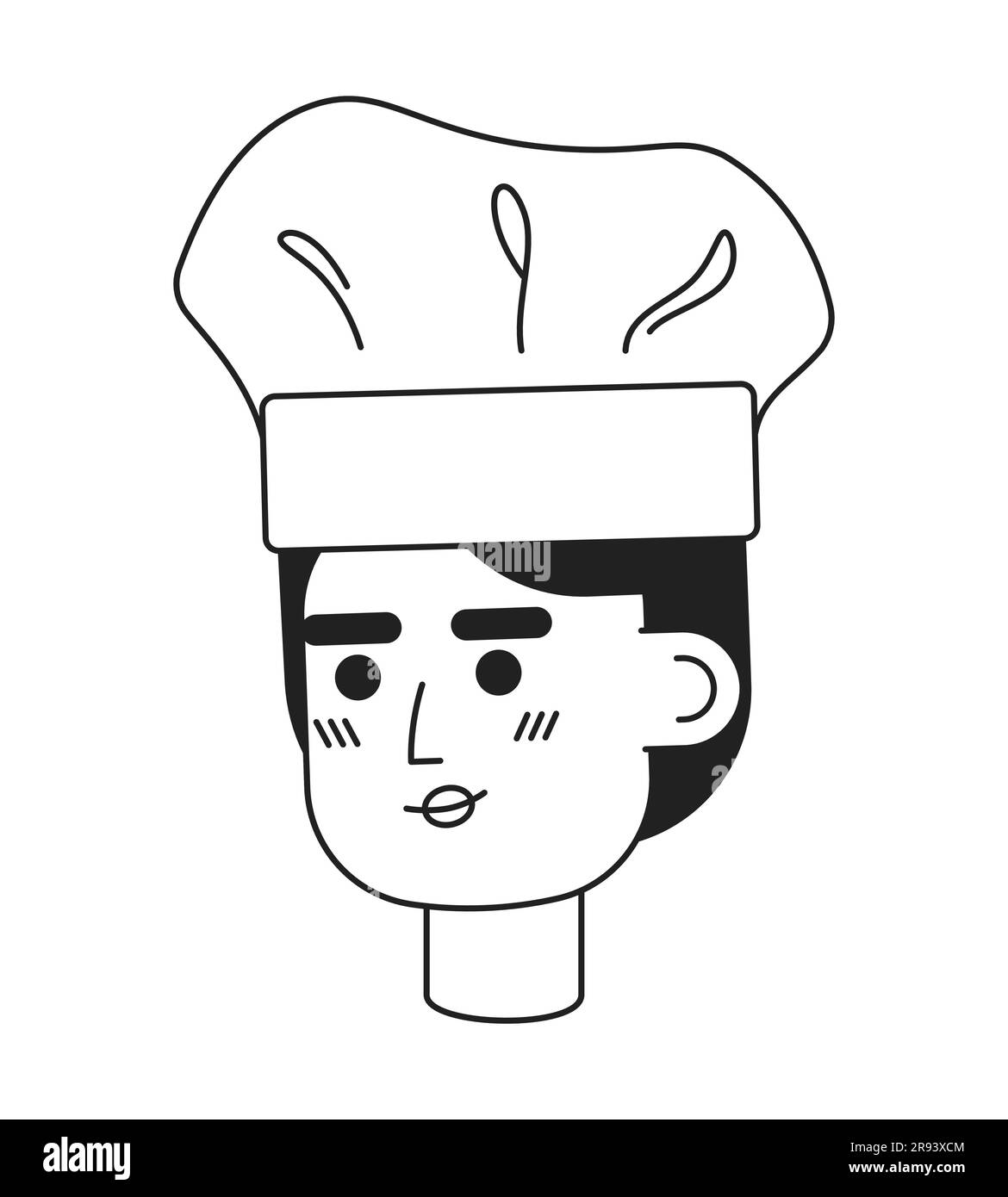 Happy Caucasian Woman In Chef Hat Monochrome Flat Linear Character Head Stock Vector Image And Art