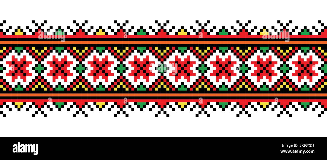 Ukrainian colorful embroidery vector pattern. Carpathian region ...