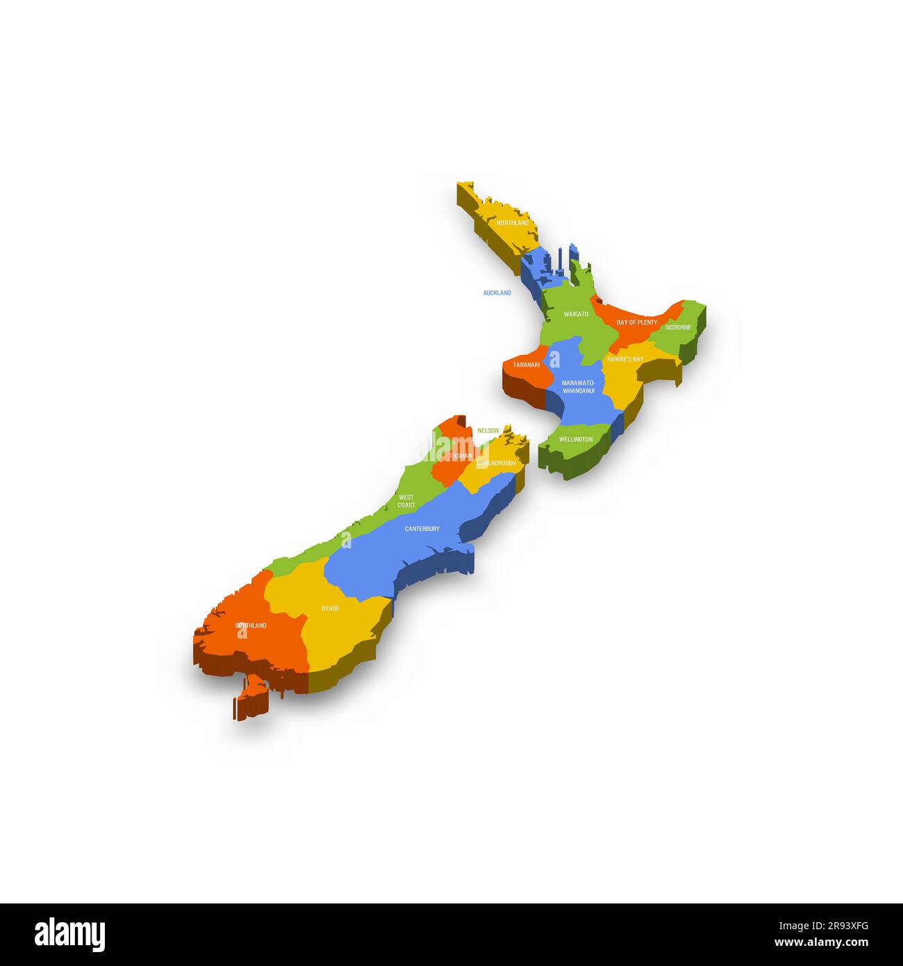 New Zealand political map of administrative divisions - regions ...