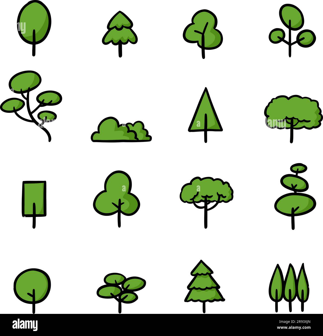 Set of Tree doodle hand drawing, Vector Stock Vector Image & Art - Alamy