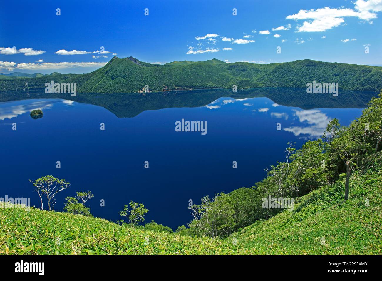 Lake Mashu and Mount Mashu Stock Photo - Alamy
